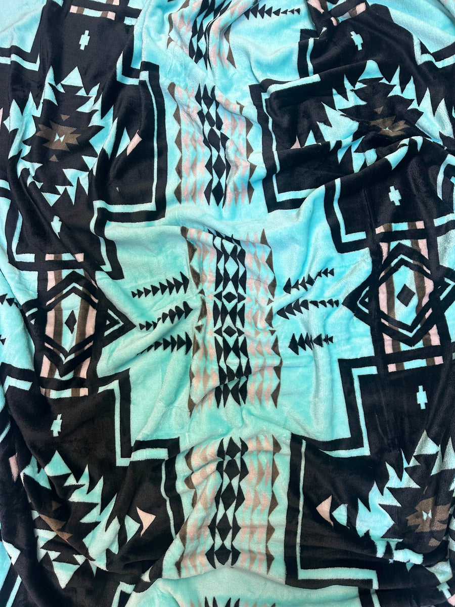 Turquoise Southwest Aztec Flannel Blanket – Sally Linen
