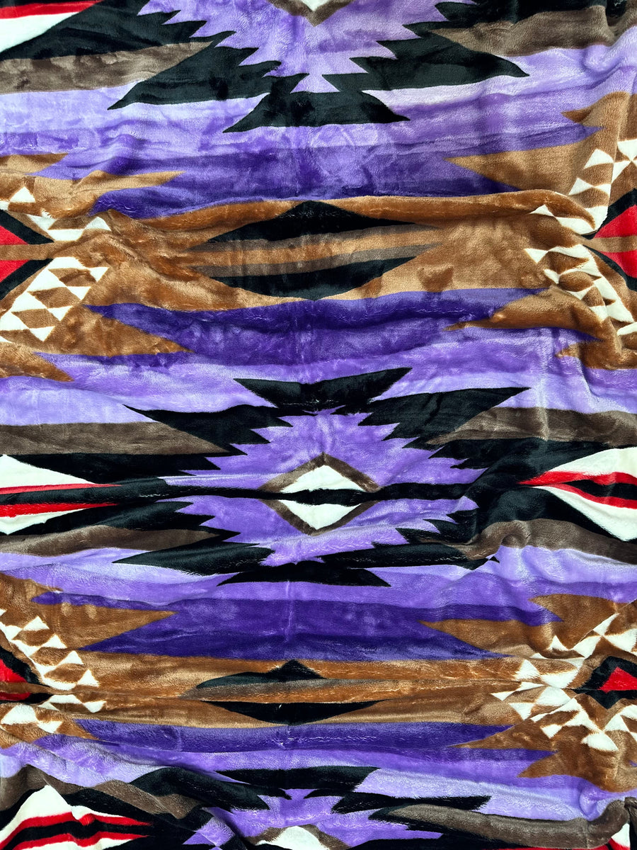 Purple & Brown Southwest Aztec Flannel Blanket – Sally Linen